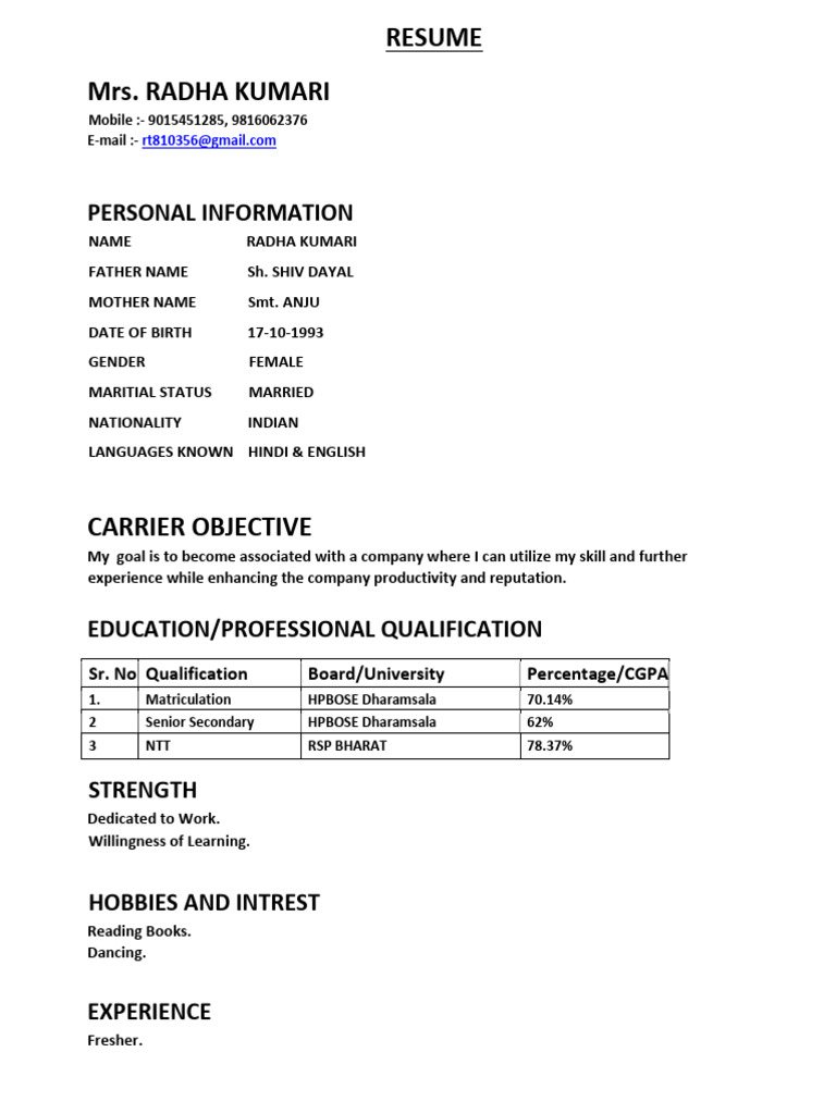 Radha Resume | PDF