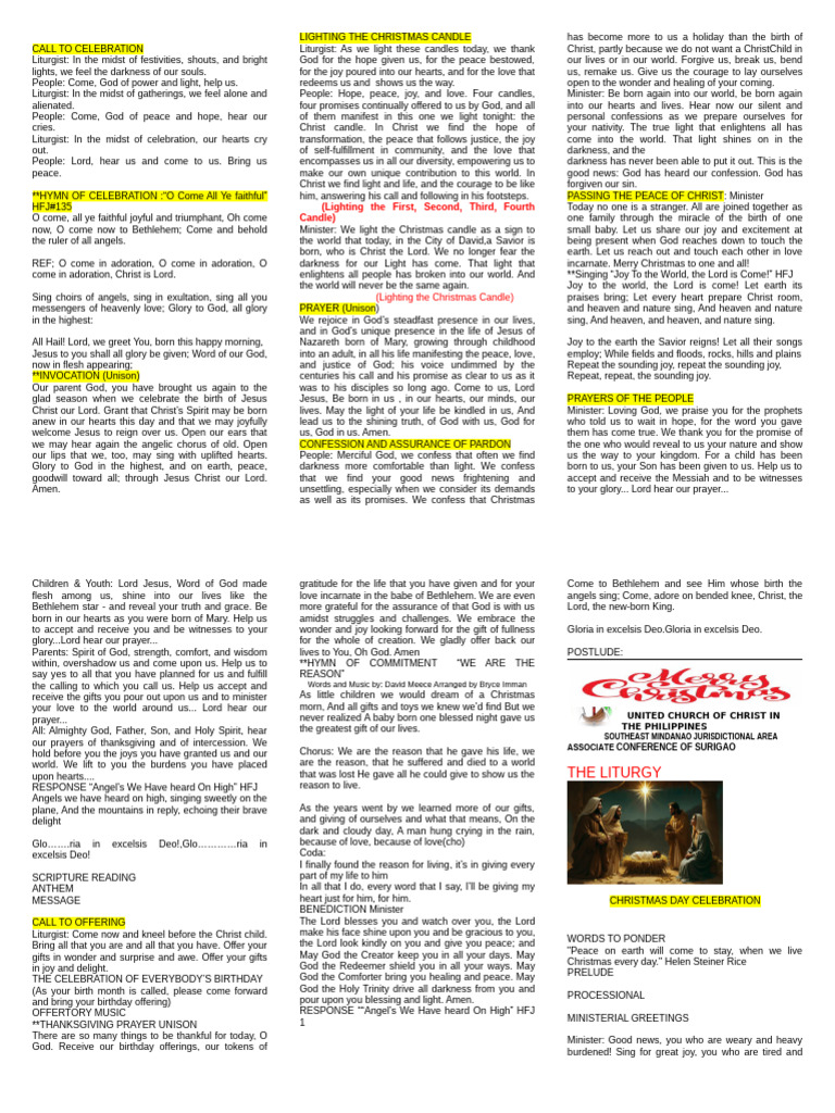 Christmas Day Celebration Liturgy | PDF | Glory (Religion) | Jesus
