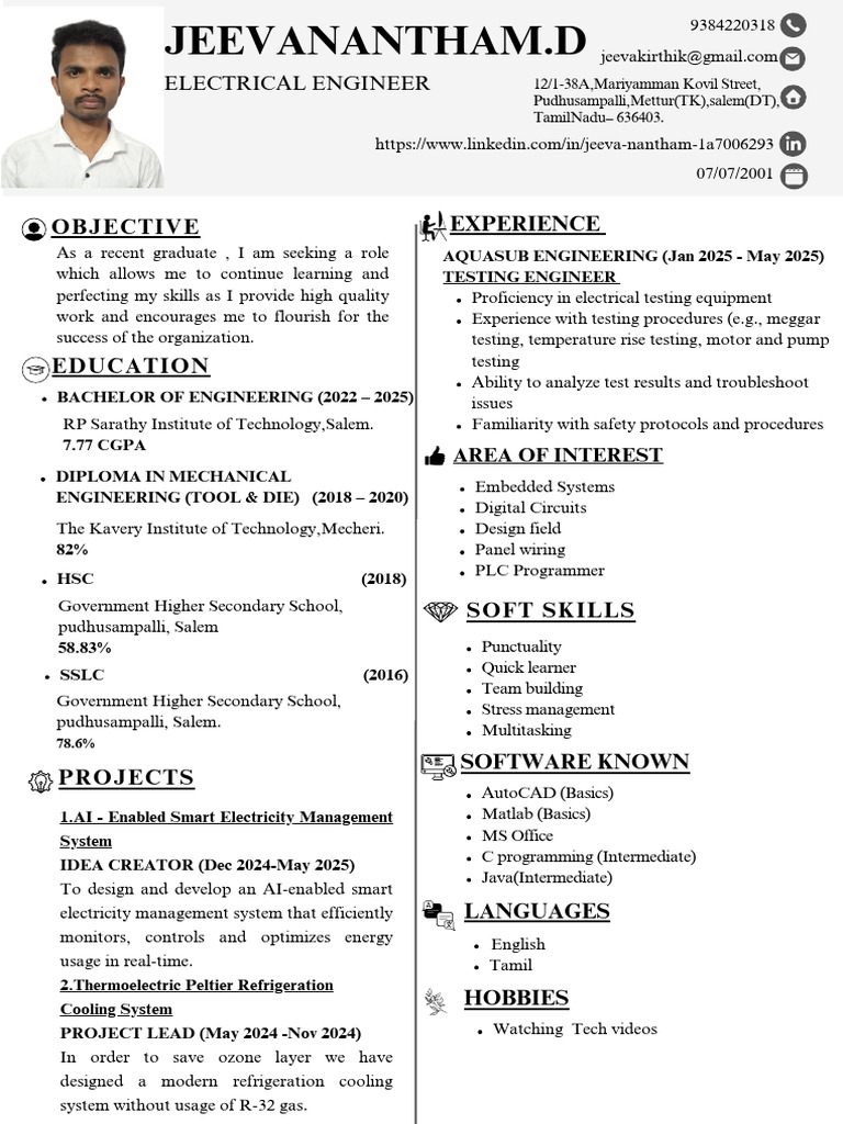 Jeevanantham D Resume | PDF