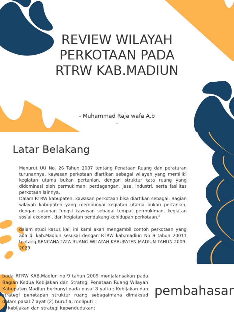 Review Wilayah Perkotaan Pada RTRW Kab - Madiun | PDF