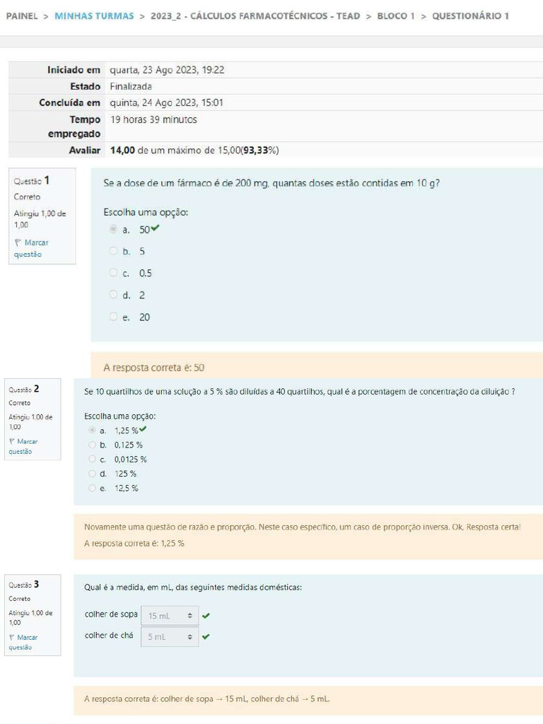 Questionario 1 Corrigido | PDF