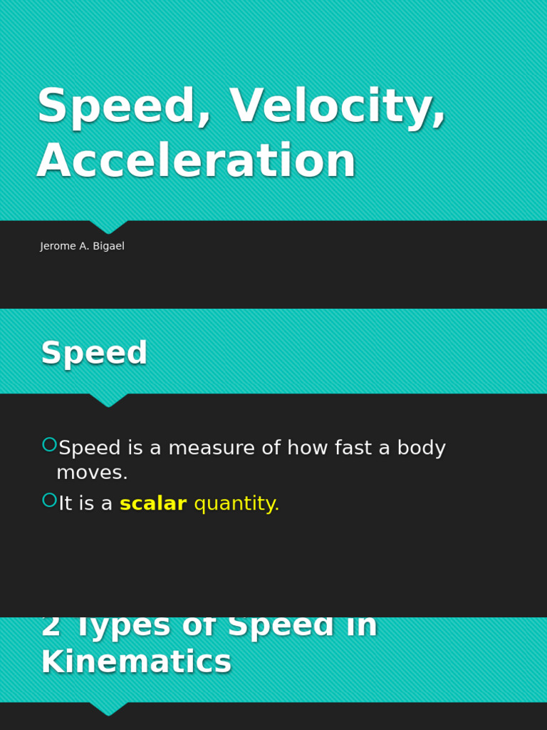 4 Speed Velocity Acceleration | PDF | Speed | Acceleration