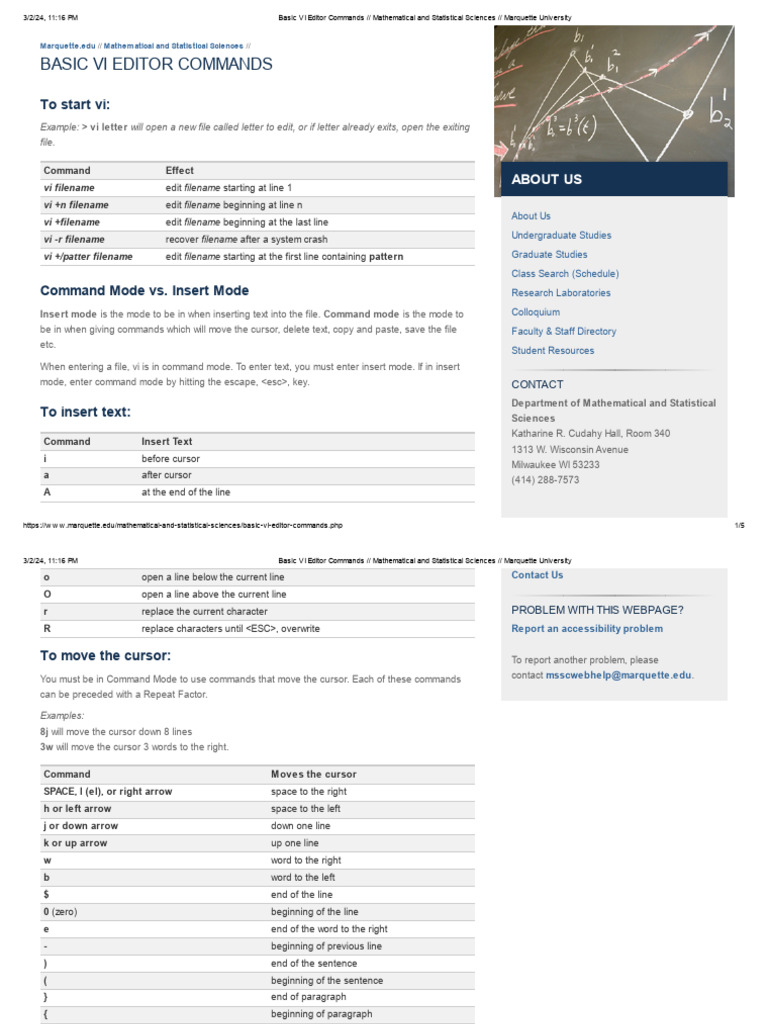 Basic VI Editor Commands - Mathematical and Statistical Sciences ...