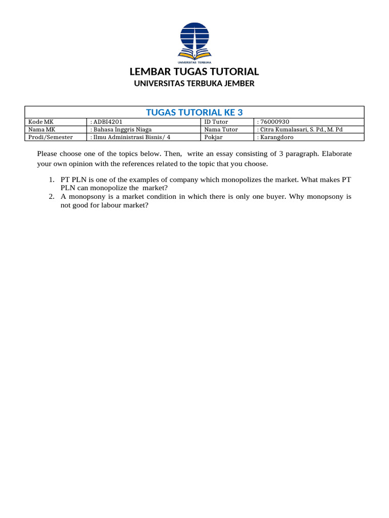 TT3 Bing Niaga | PDF