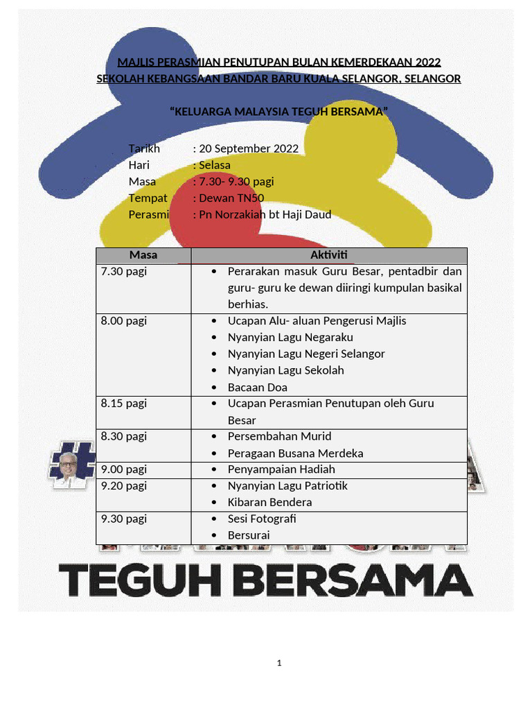 Tentatif Dan Ajk Penutup Merdeka 2022 | PDF