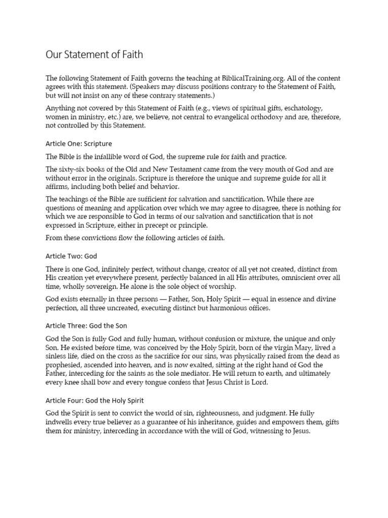 Statement of Faith John Piper | PDF | Salvation | Jesus
