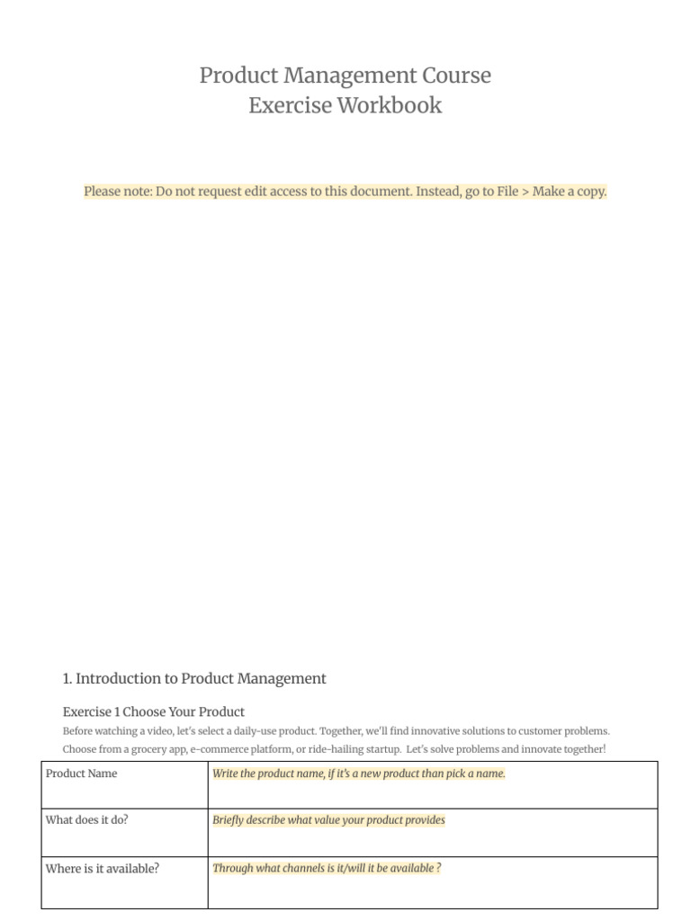 Product Management Course Workbook | PDF | Business Model | Usability