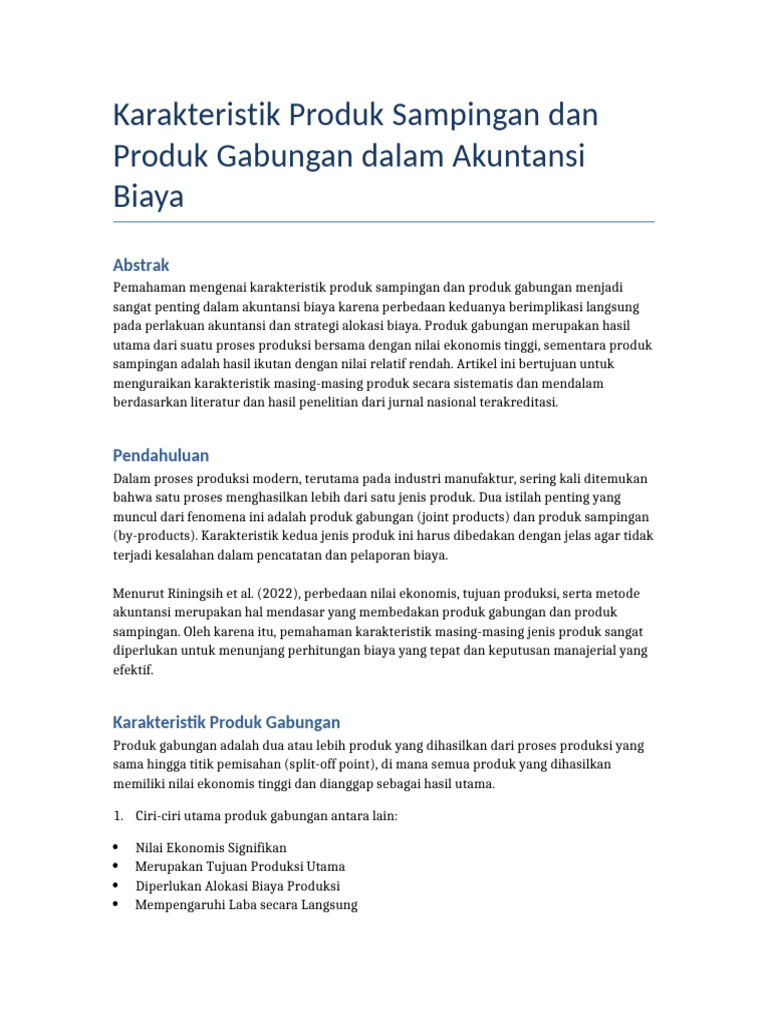 Karakteristik Produk Gabungan dan Sampingan | PDF