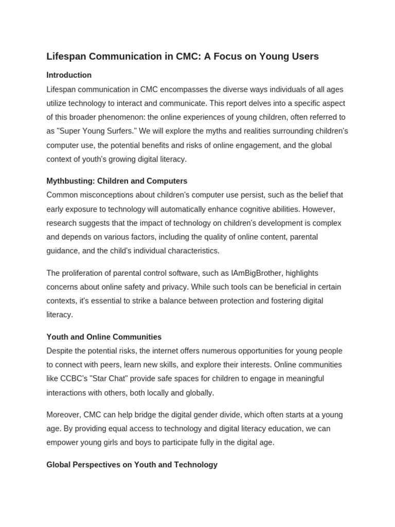 Lifespan Communication in CMC | PDF | Literacy | Learning