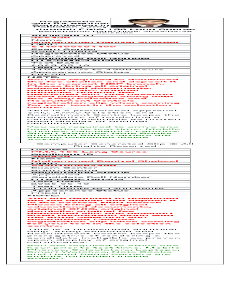 Registration Slip | PDF