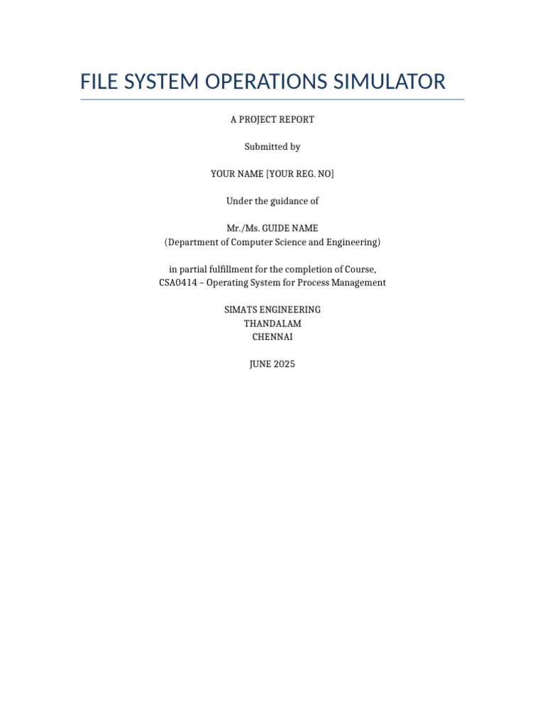 File System Operations Simulator Report | PDF