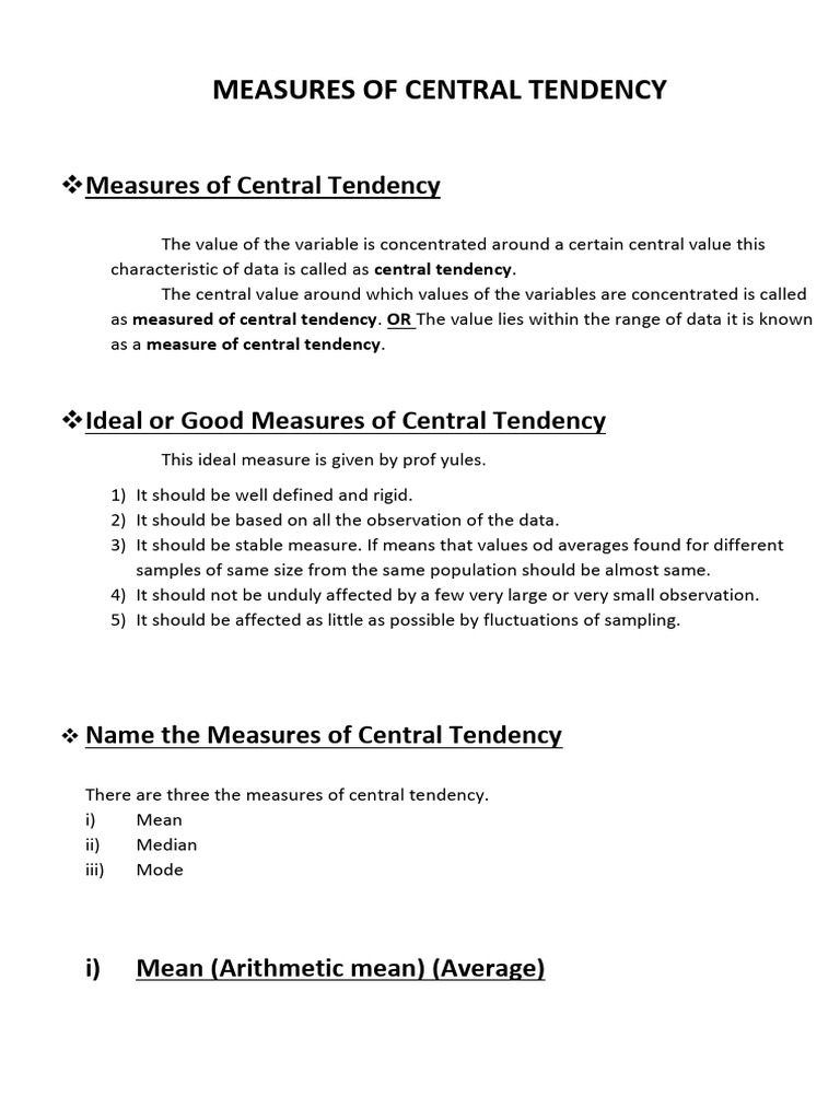 Measures of Central Tendency and Disperson | PDF | Mean | Standard ...