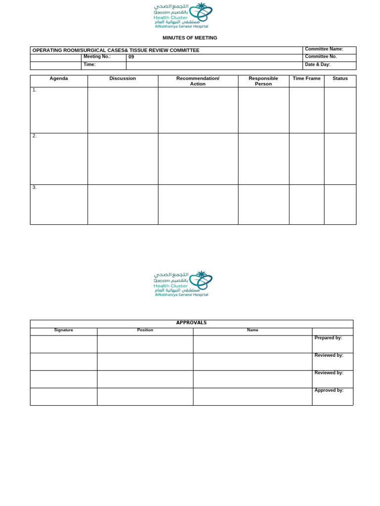 Blank Medical Meeting Sheet | PDF