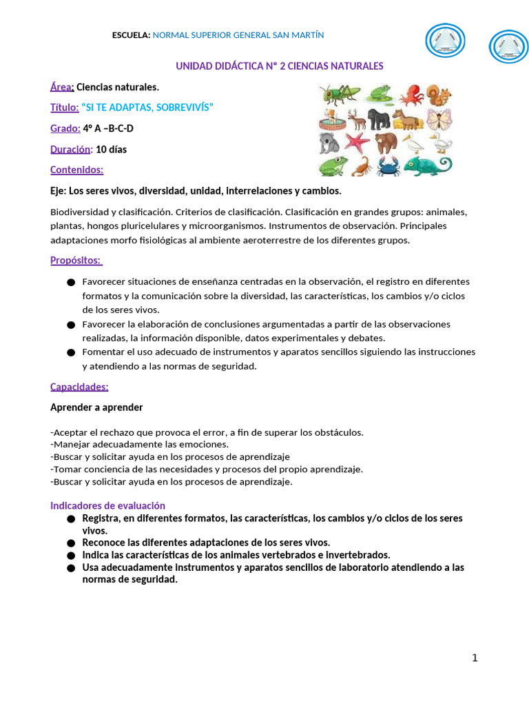 Unidad Didáctica #2 Ciencias Naturales | PDF | Aprendizaje | Observación