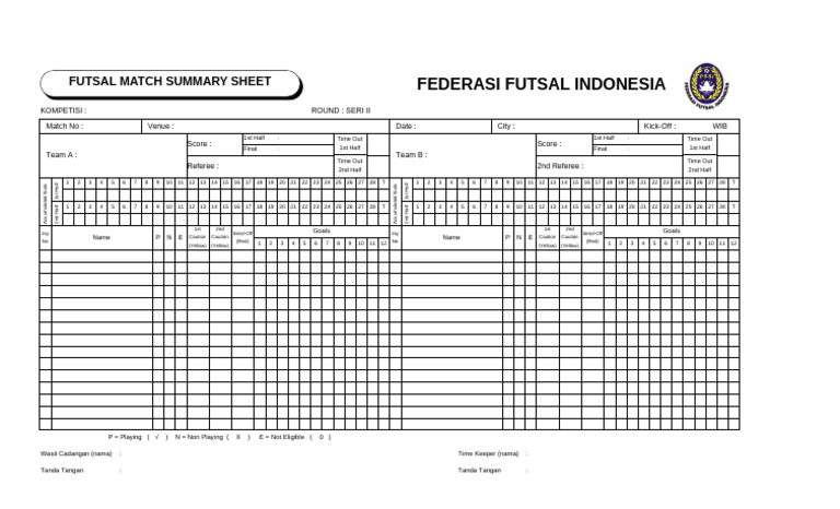 Futsal Match Summarry Sheet | PDF | Sports Rules And Regulations ...