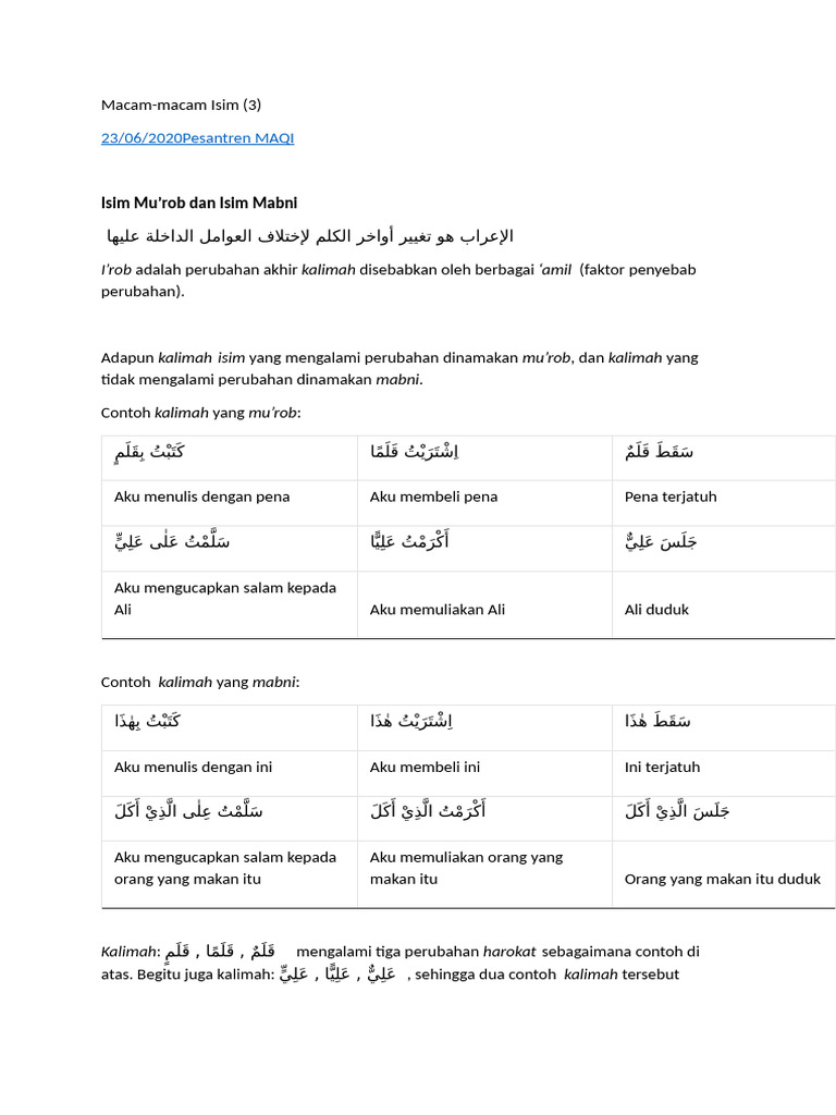 Macam Macam Isim | PDF