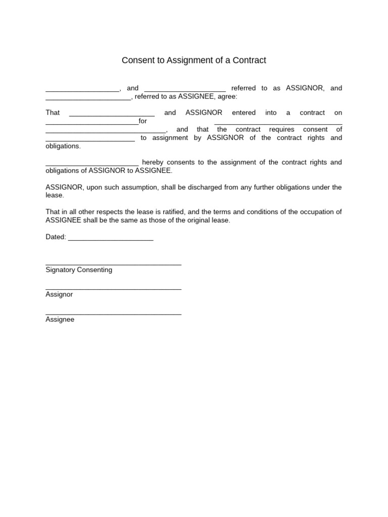 Consent To Assignment of A Contract | PDF