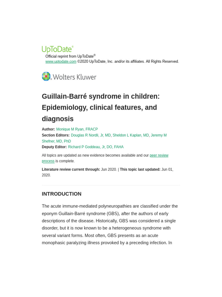 Guillain-Barré Syndrome in Children | PDF | Peripheral Neuropathy | Diseases And Disorders
