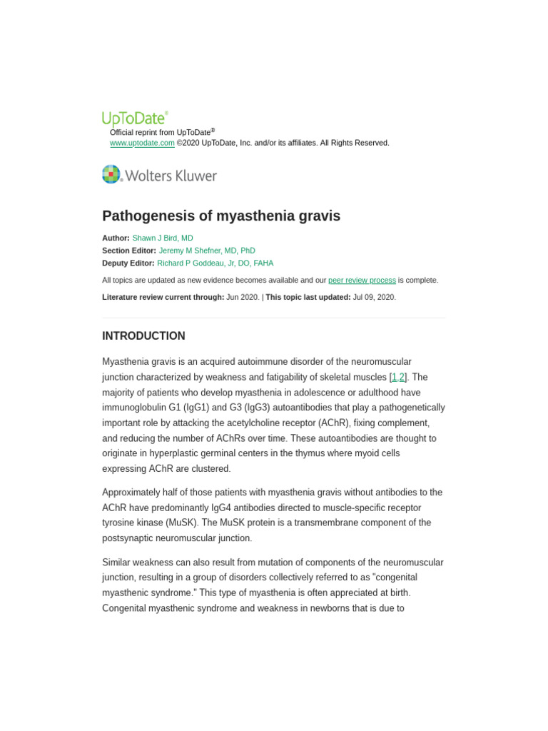 Myasthenia Gravis | PDF | Thymus | Neuromuscular Junction