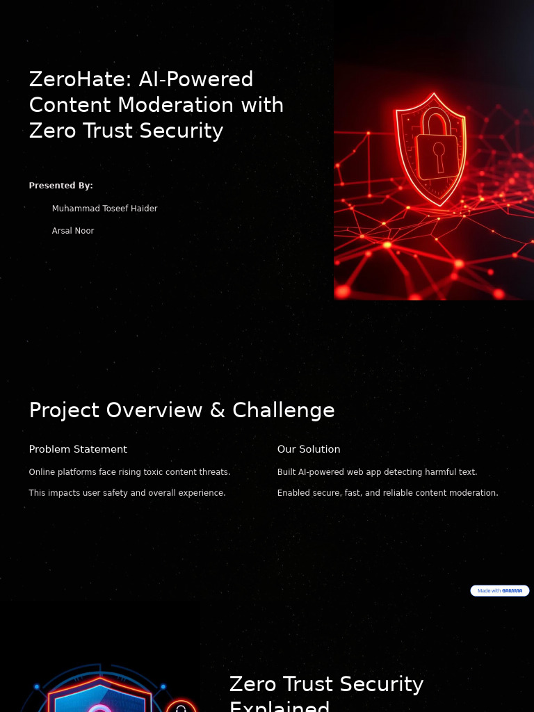 ZeroHate AI Powered Content Moderation With Zero Trust Security | PDF | Security | Computer Security