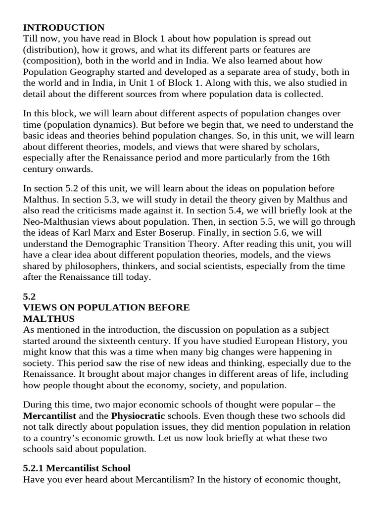 Overview of Population Theories | PDF | Mercantilism | Economics