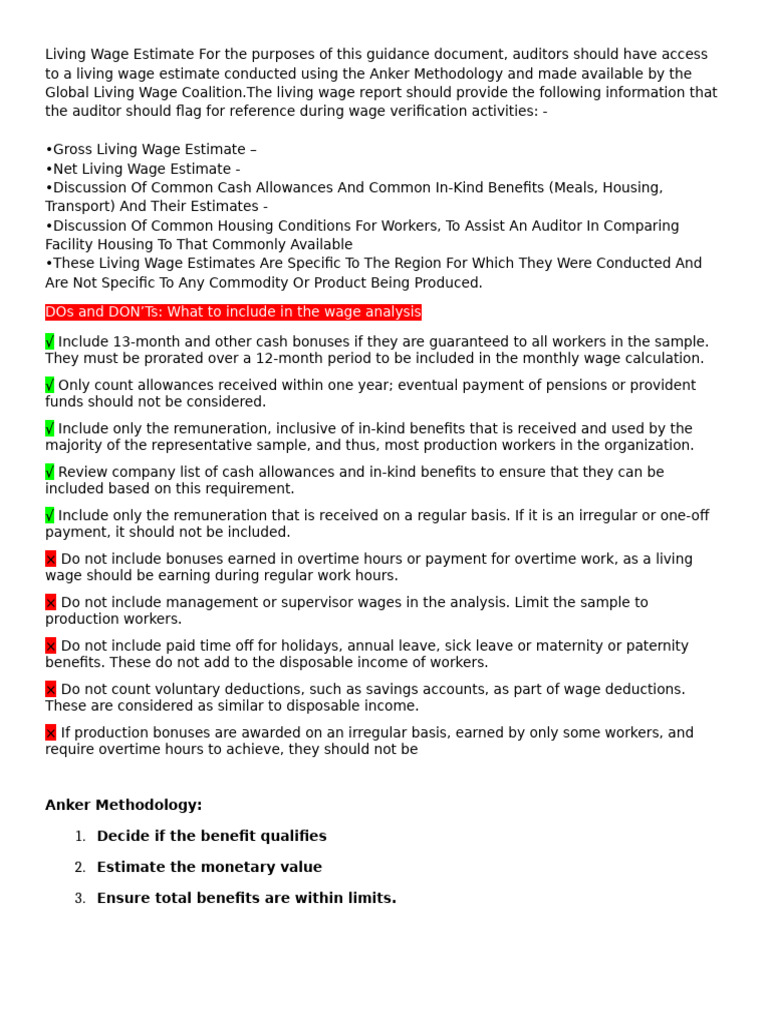 Living Wage Methodology Overview | PDF | Taxes | Living Wage
