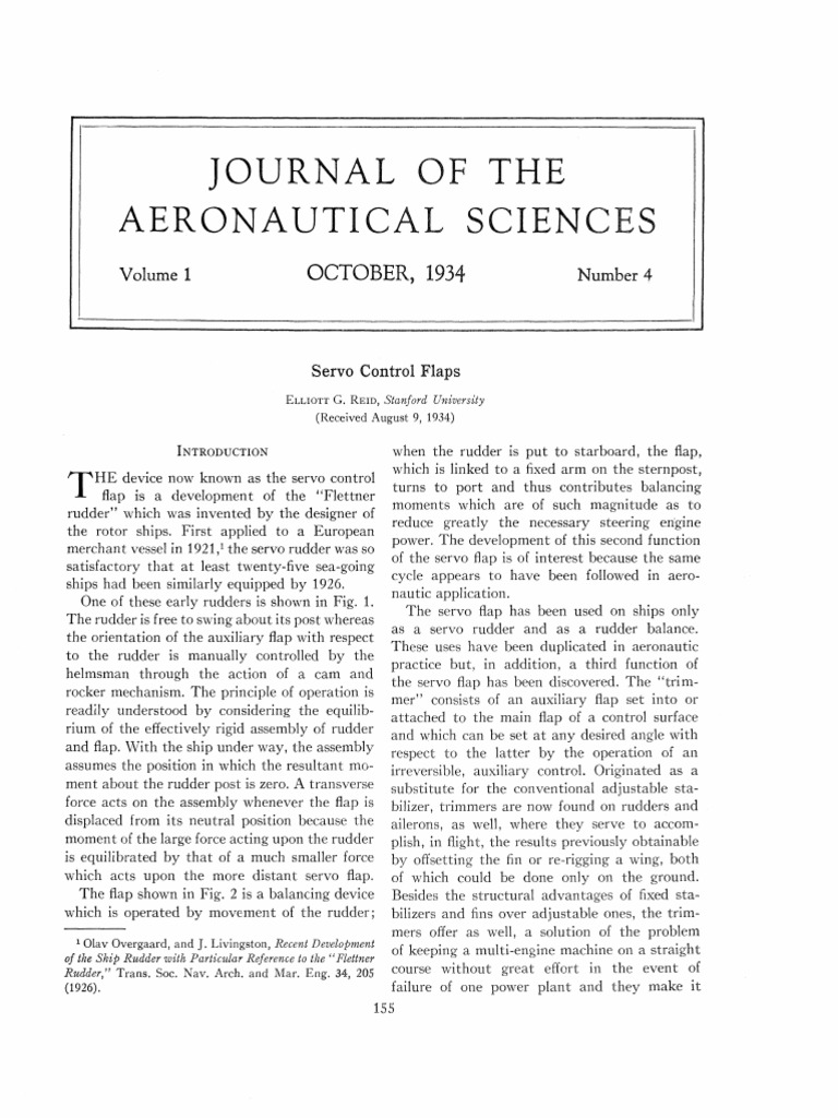 Servo Control Flaps ELLIOT (1934) | PDF | Rudder | Flight Control Surfaces