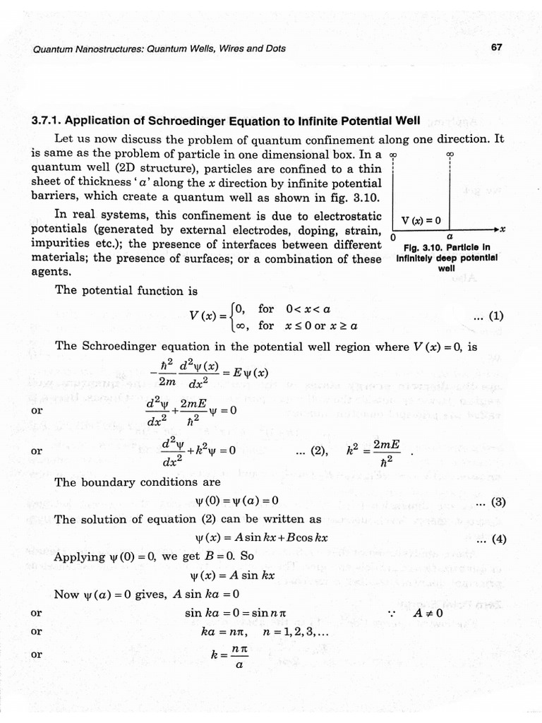 8 Application of Schrodinger Equation To Infinite Potential Well | PDF