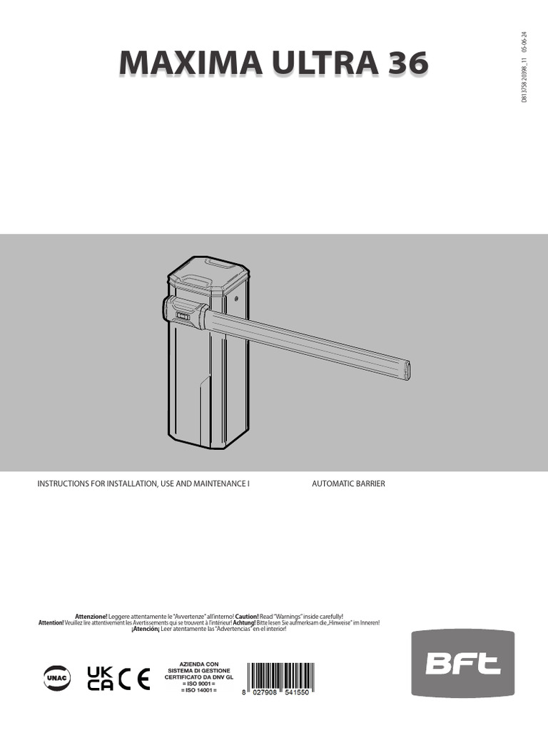 Maxima Ultra 36 Barrier Manual | PDF