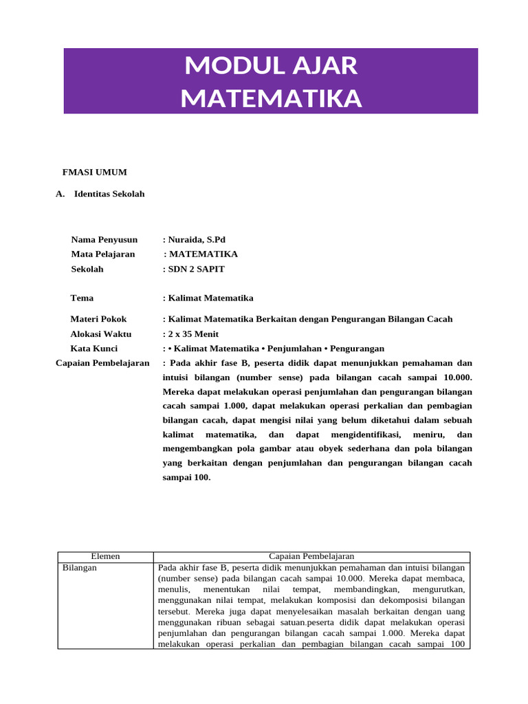 Modul Ajar B Matematika 3 | PDF