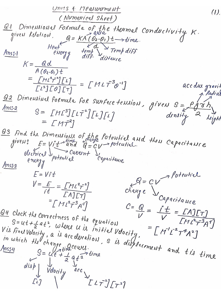 Units and Measurement Numerical Sheet | PDF