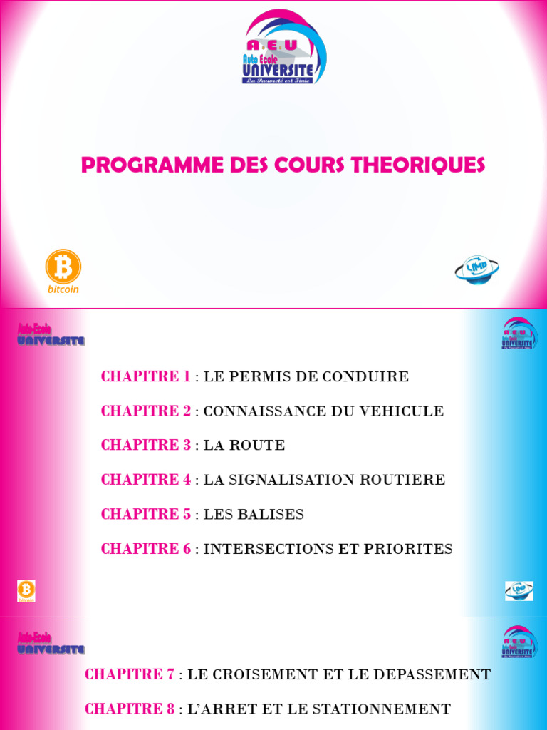 Programme de Cours Théoriques de Conduite | PDF | Feu de circulation ...