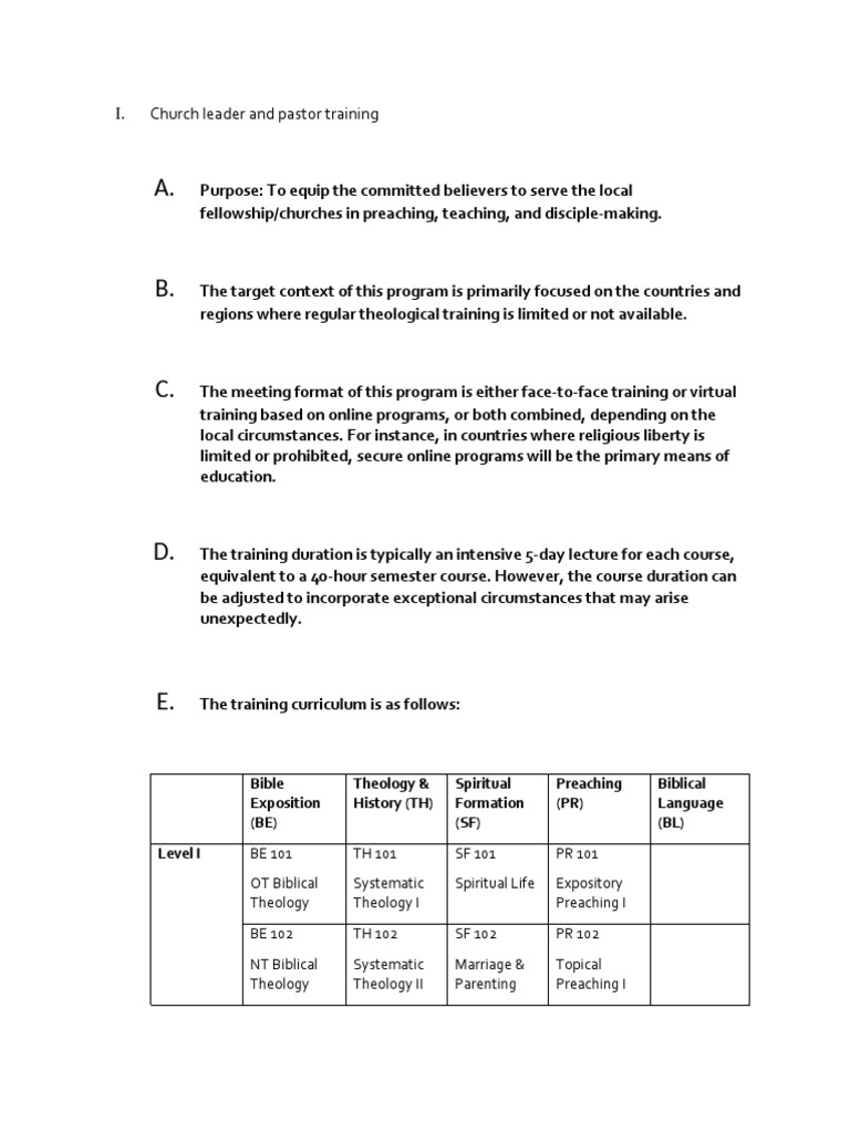 Pastor Training Program Overview | PDF | Bible | Theology