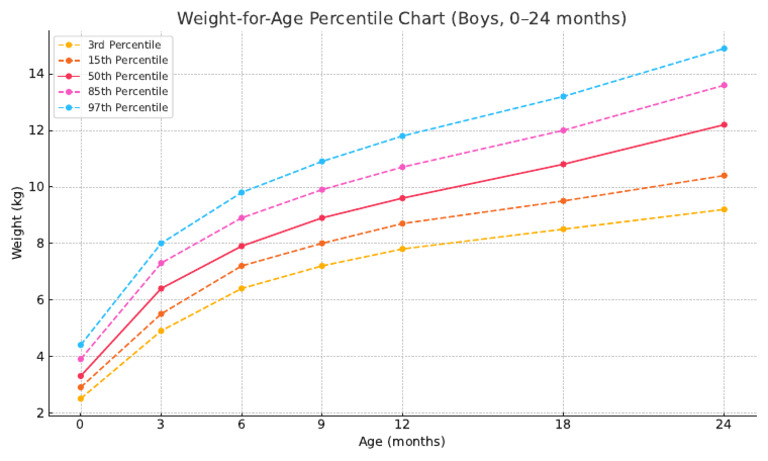 Weight For Age Percentile Chart Boys 0 24 Months | PDF