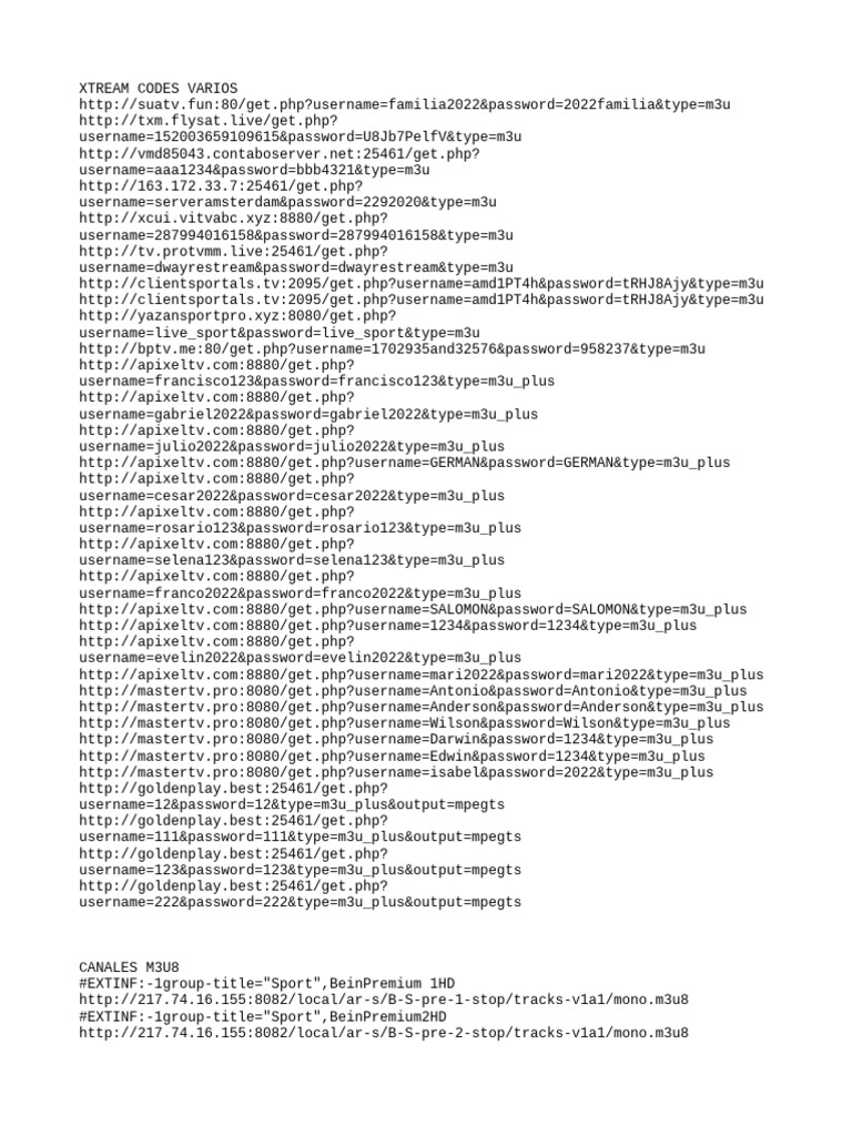 M3us Varios y Xtream Codes A | PDF | Hbos | Broadcasting