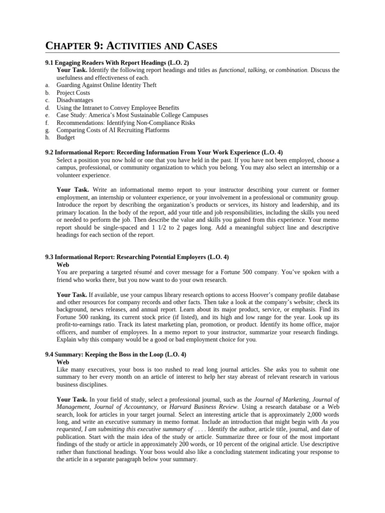 Chapter 9 report writing | PDF | Memorandum | Coca Cola