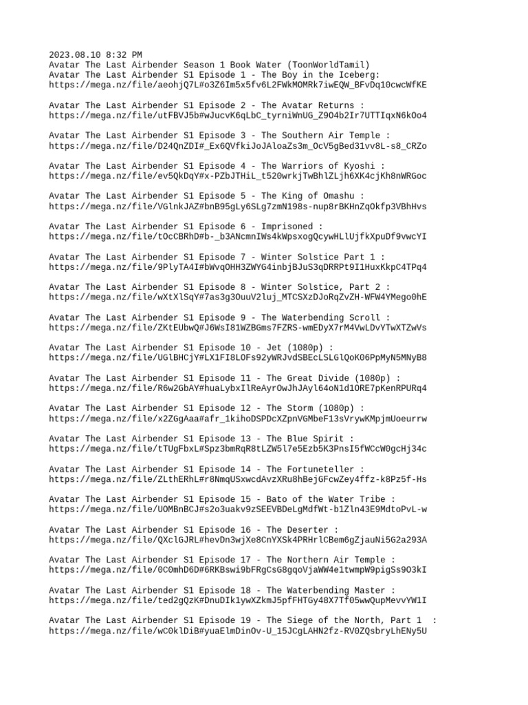 Avatar The Last Airbender Season 1 | PDF | American Television Series | Television Series