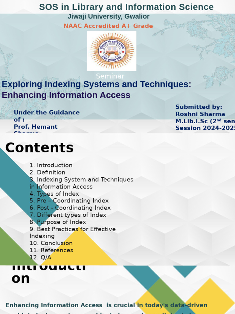 Exploring Indexing System and Techniques | PDF | Index Term | Search Engine Indexing