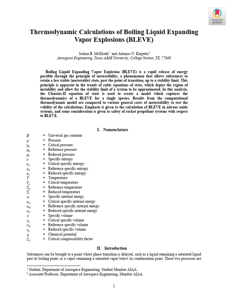 Termodynamic Calculation Bleve - Flash Vaporization | PDF | Entropy | Phase (Matter)