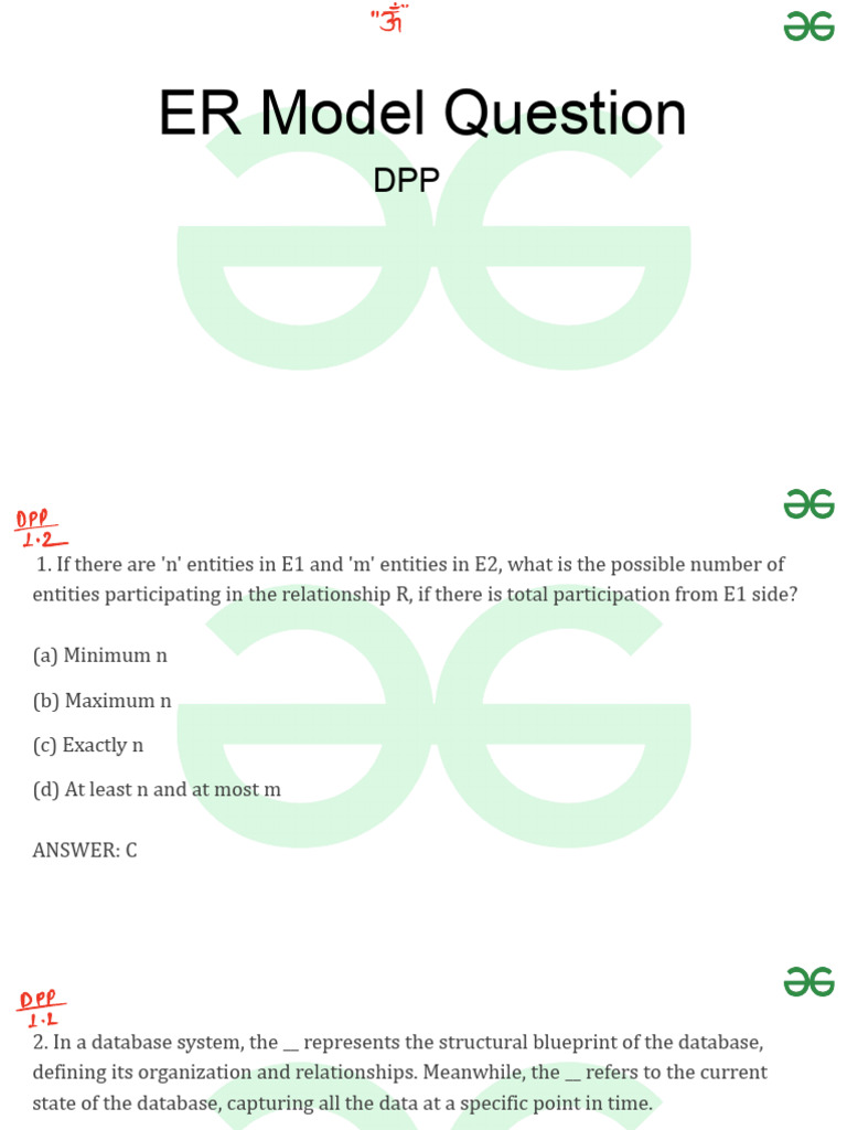 ER Model Questions and Answers Guide | PDF | Information Science ...