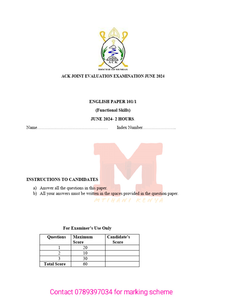 Eng PP 1 Ack Diosese Mock | PDF | Flood