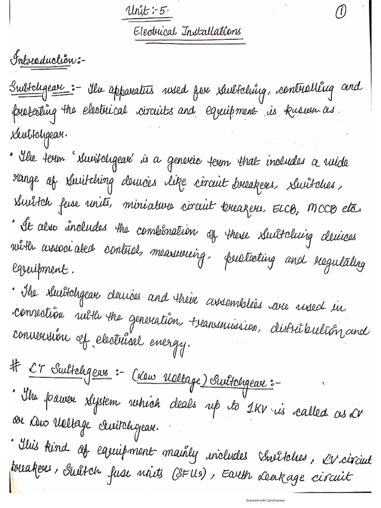 Unit 5 Electrical Installations | PDF | Electricity | Manufactured Goods