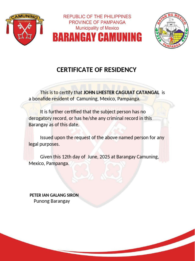 Barangay Camuning Residency | PDF