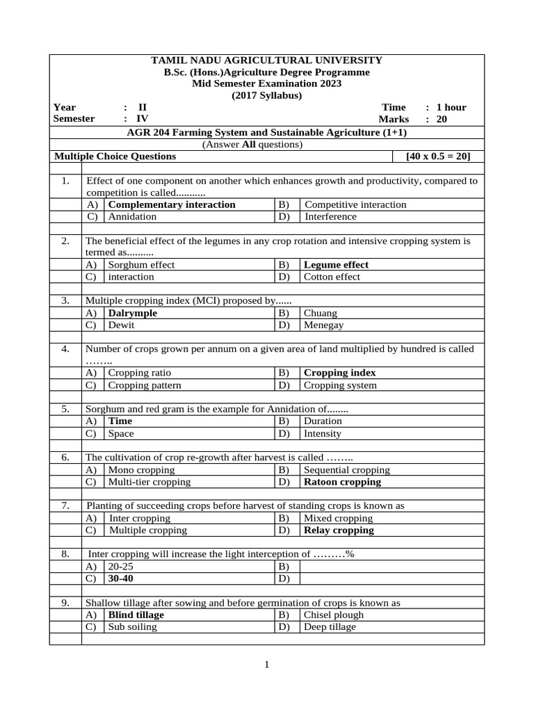Agr 204 Midsem 2021 Batch | PDF | Agriculture | Crop Rotation