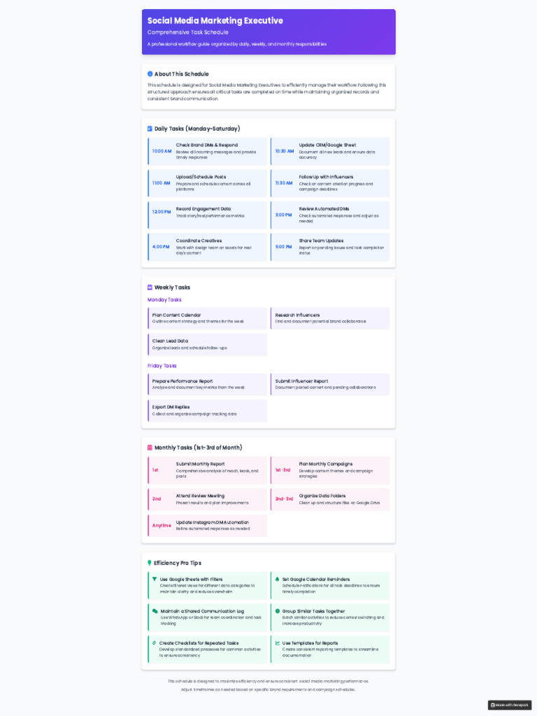 Social Media Marketing Task Schedule | PDF | Social Media Marketing ...