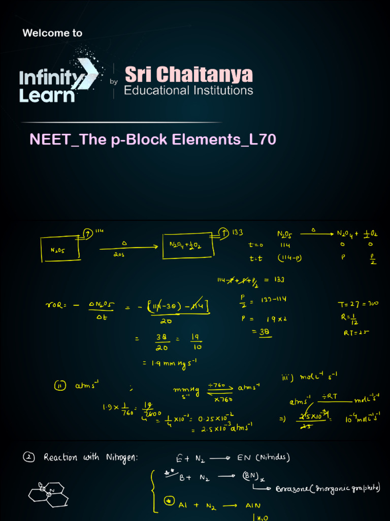 NEET The P-Block Elements L70 | PDF | Nitrogen | Nitric Acid