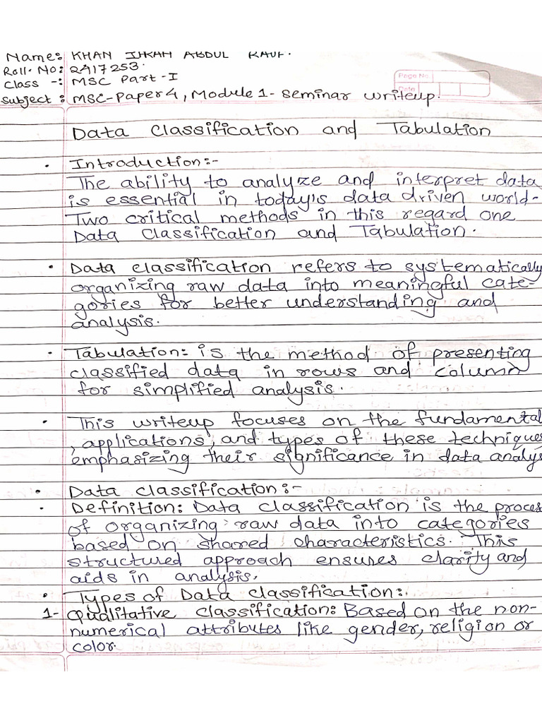 Data Classification and Tabulation | PDF