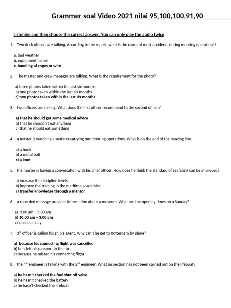 Marlins Test: Seafarer Listening Practice | PDF | Water Transport ...