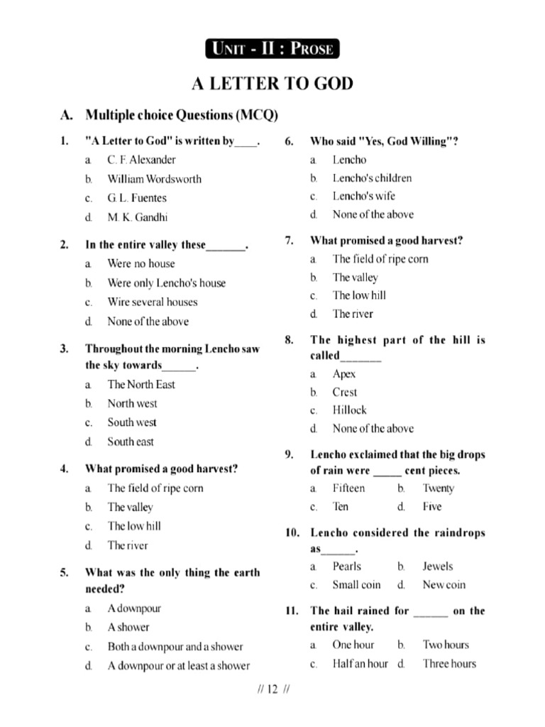 A Letter to God | PDF