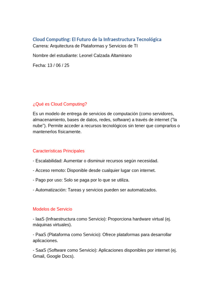 Presentación Cloud Computing | PDF